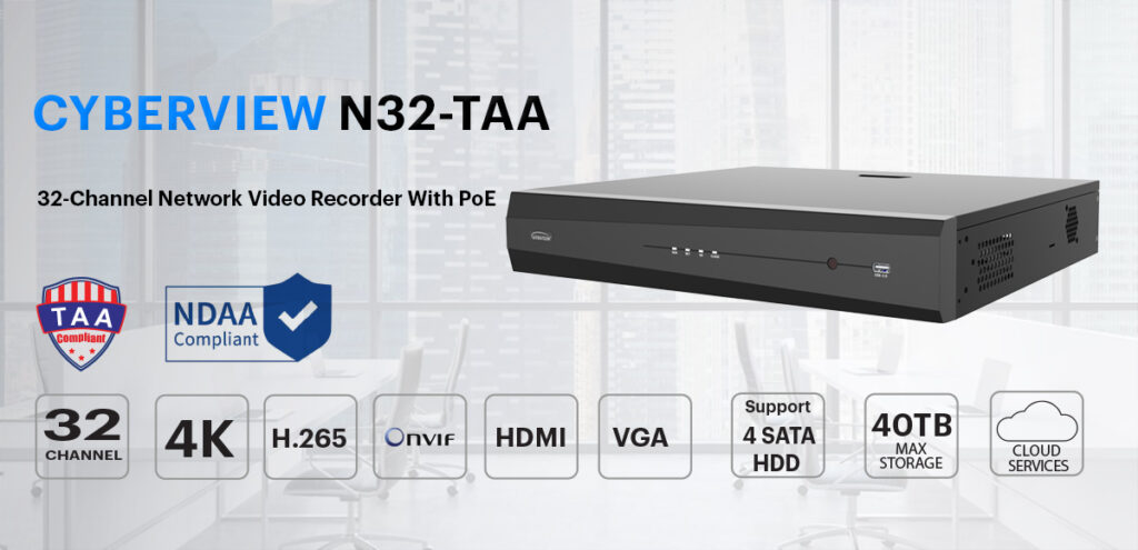 32-CHANNEL NVR NETWORK VIDEO RECORDER WITH PoE, TAA-Compliant - Gyration