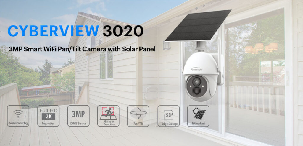 3MP Smart WiFi Pan/Tilt Camera with Solar Panel - Gyration